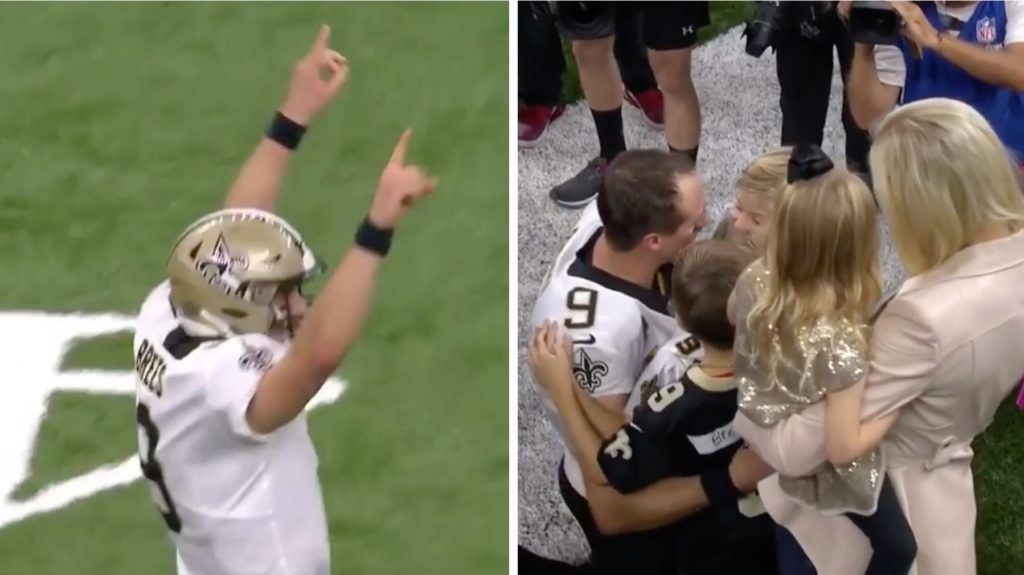 Drew Brees Breaks Record, Has Inspirational Huddle With Kids