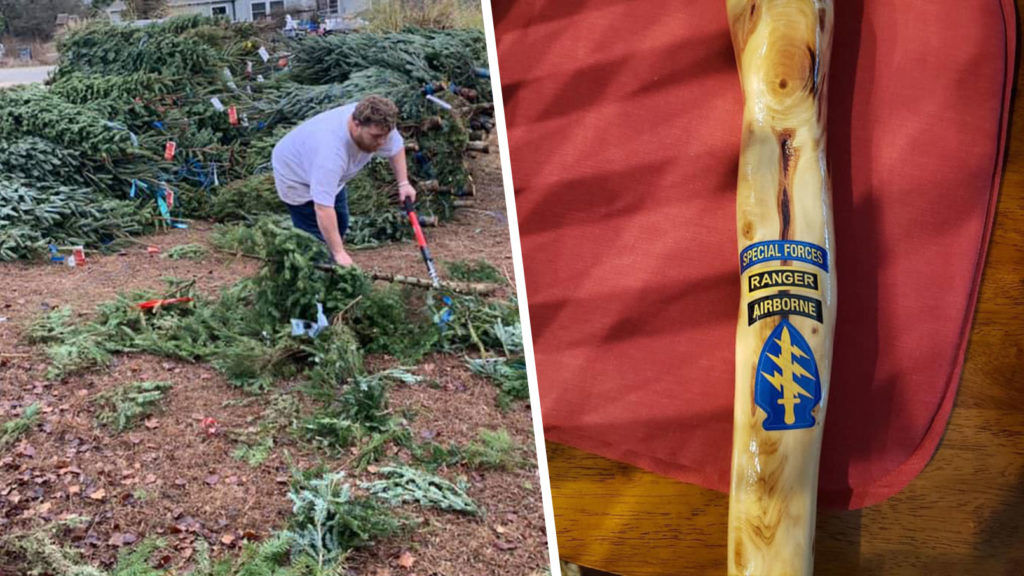 Man Turns Christmas Trees Into Canes for Disabled Veterans