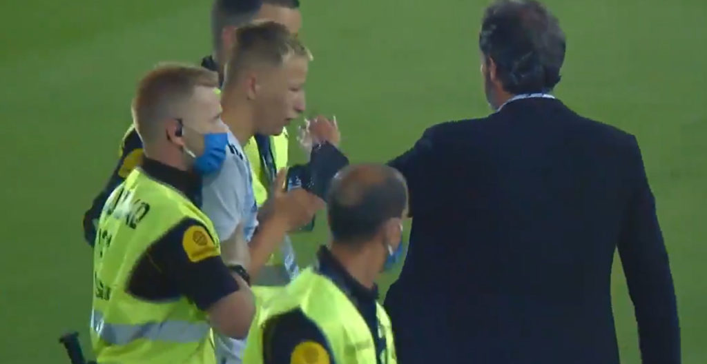 Soccer Fan Manages to Rush Field During Empty Stadium Game