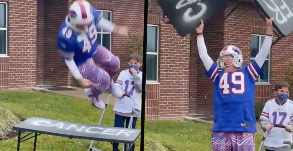 Football Fan Smashes Table to Celebrate Being Cancer-Free