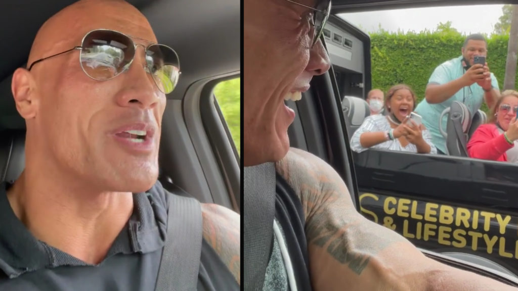 The Rock Surprises Tour Bus Full of Fans in His Neighborhood | The Dad